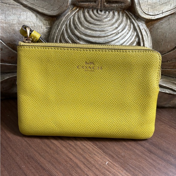 Coach | Bags | Coach Vibrant Yellow Leather Wristlet | Poshmark